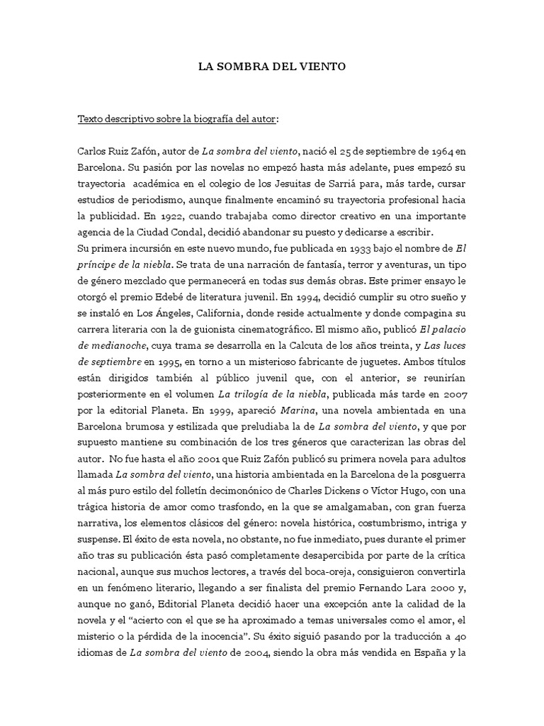 La Sombra Del Viento | PDF | Novelas