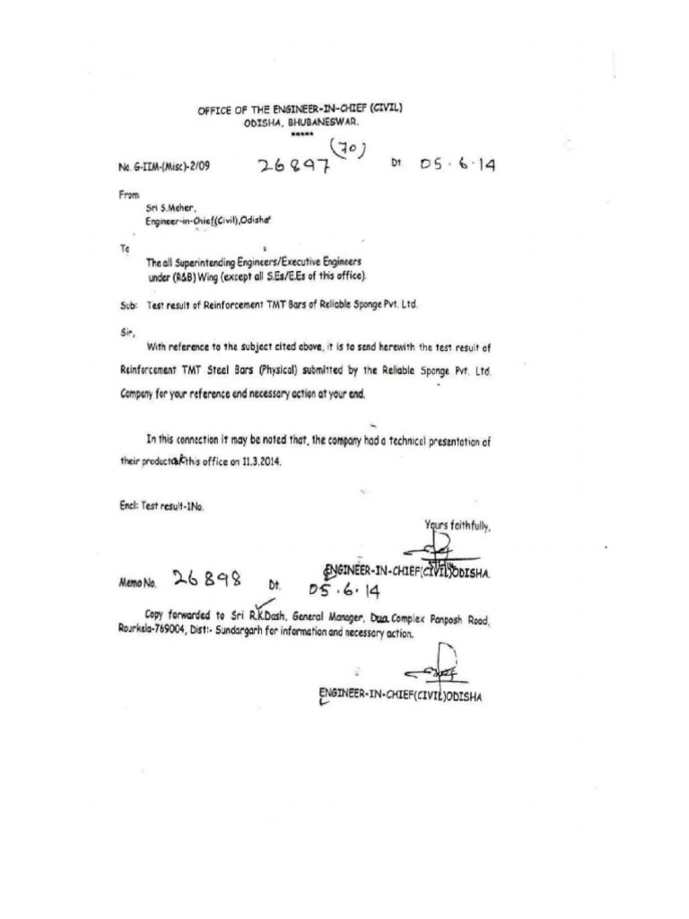 Reliable TMT Bar Approval Letter | PDF