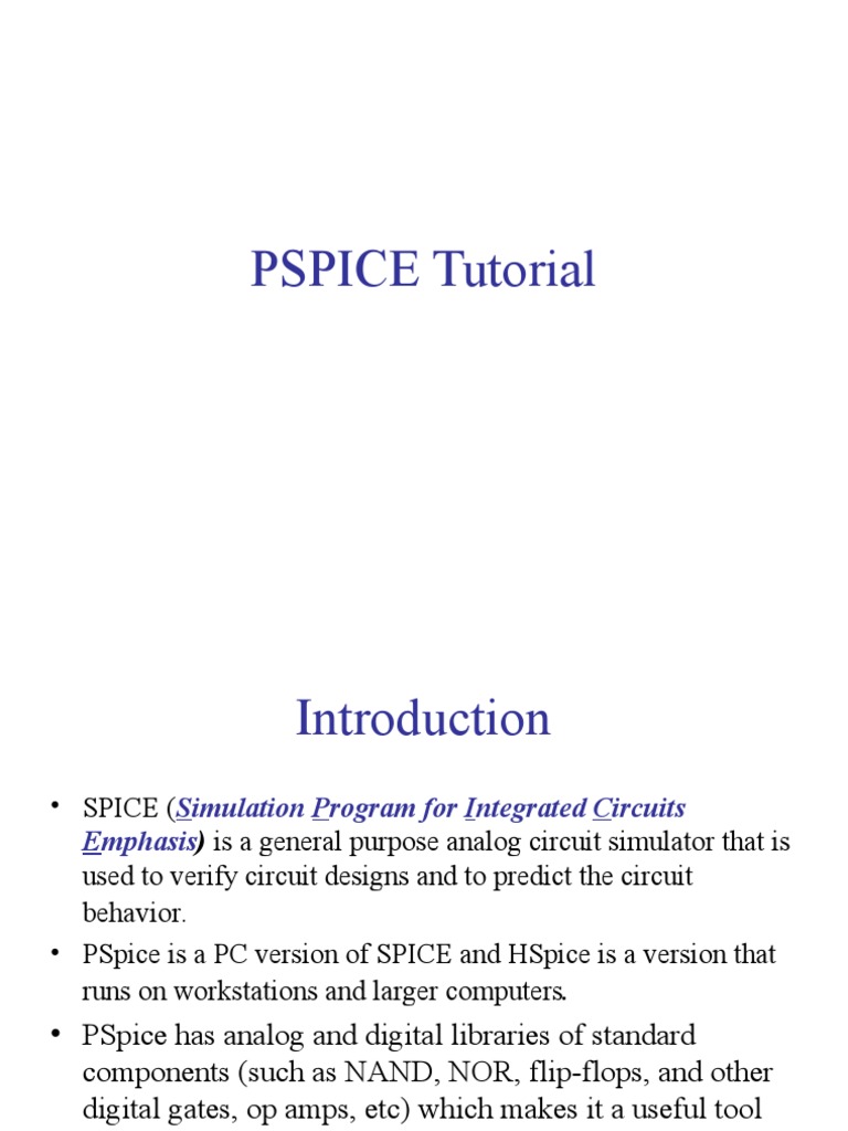 PSPICE Tutorial | PDF