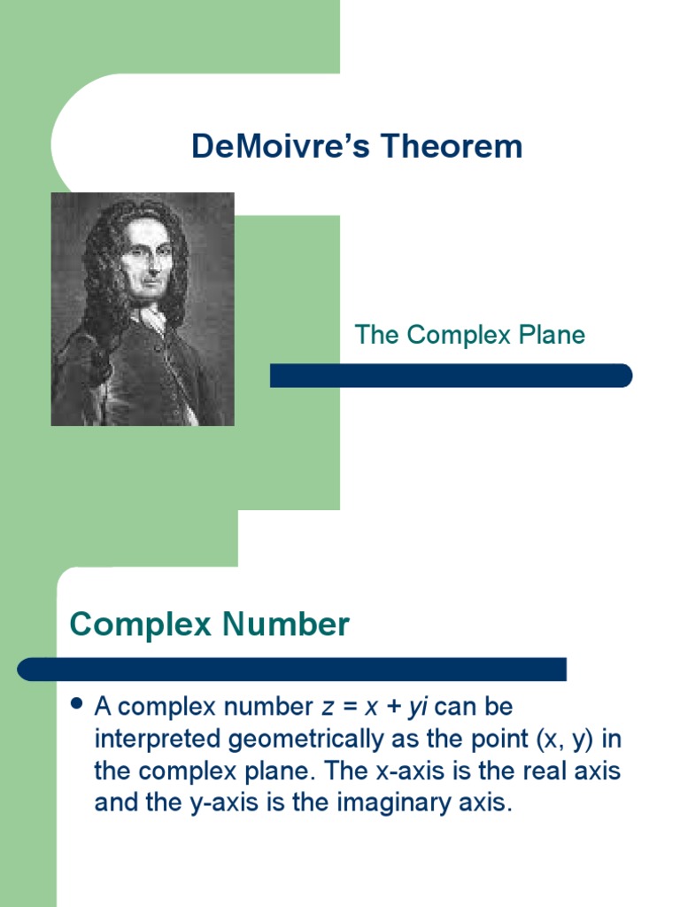 DeMoivre's Theorem | PDF | Complex Number | Cartesian Coordinate System