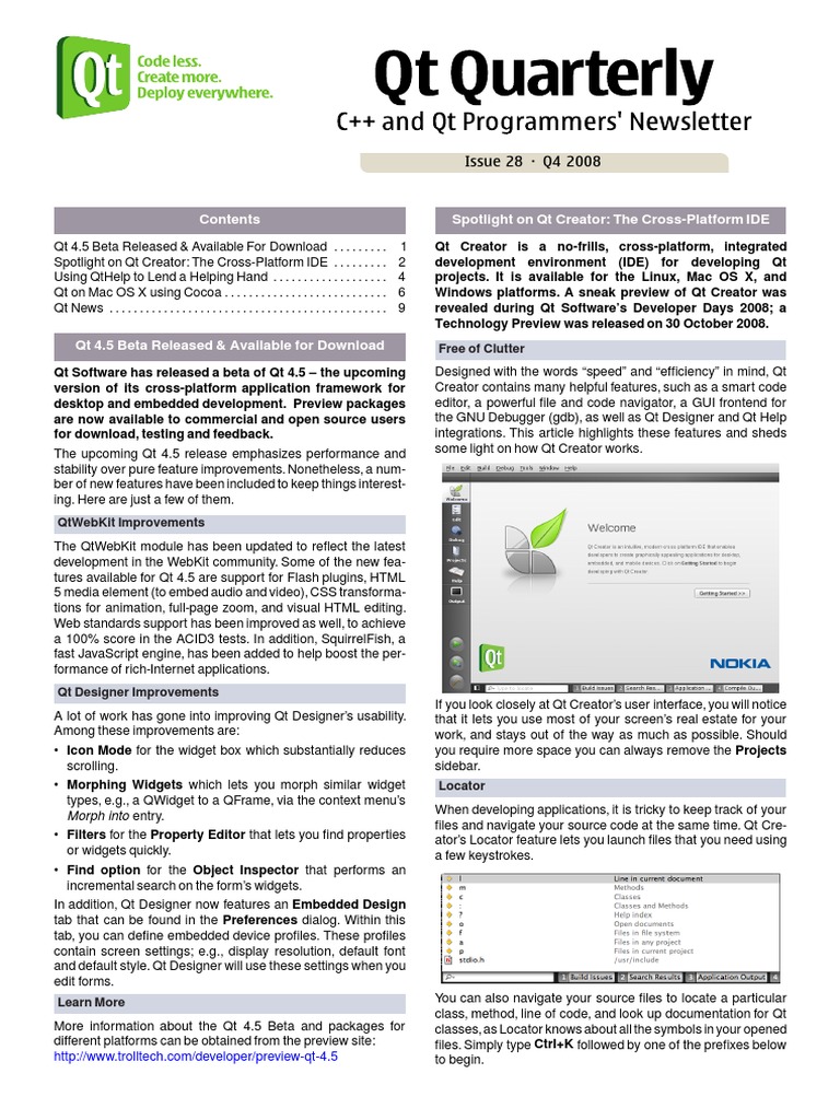QT Quarterly 28 | PDF | 64 Bit Computing | Mac Os
