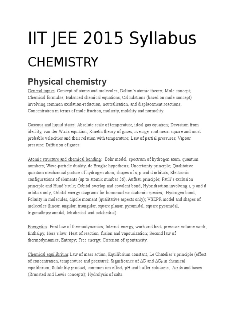 IIT JEE 2015 Syllabus | PDF | Matrix (Mathematics) | Trigonometric ...
