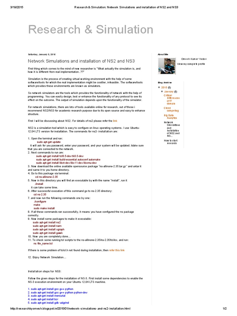 Research & Simulation - Network Simulations and Installation of NS2 and NS3 | PDF | Simulation ...