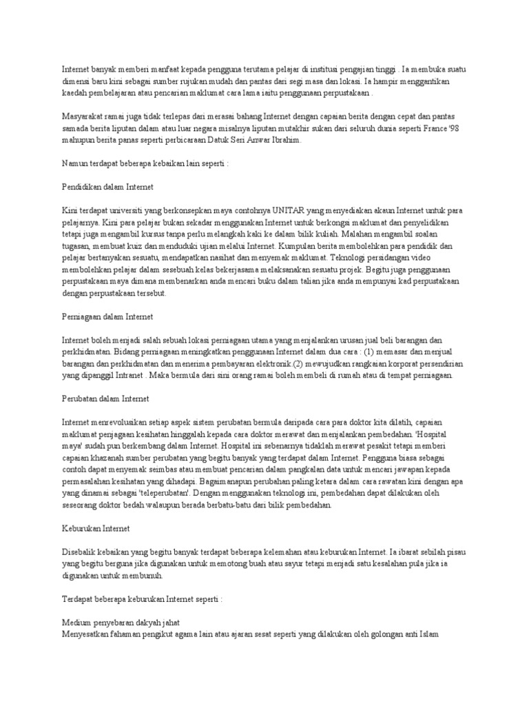 Kebaikan Dan Keburukan Internet | PDF