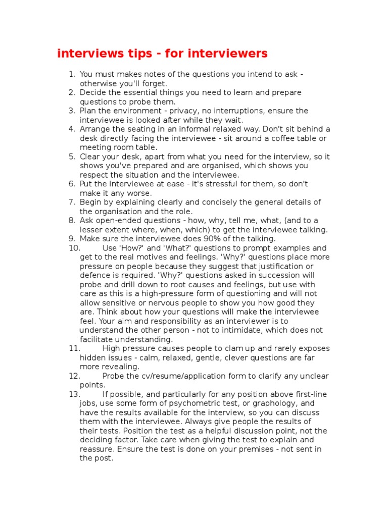 Interviews Tips | PDF | Job Interview | Sales