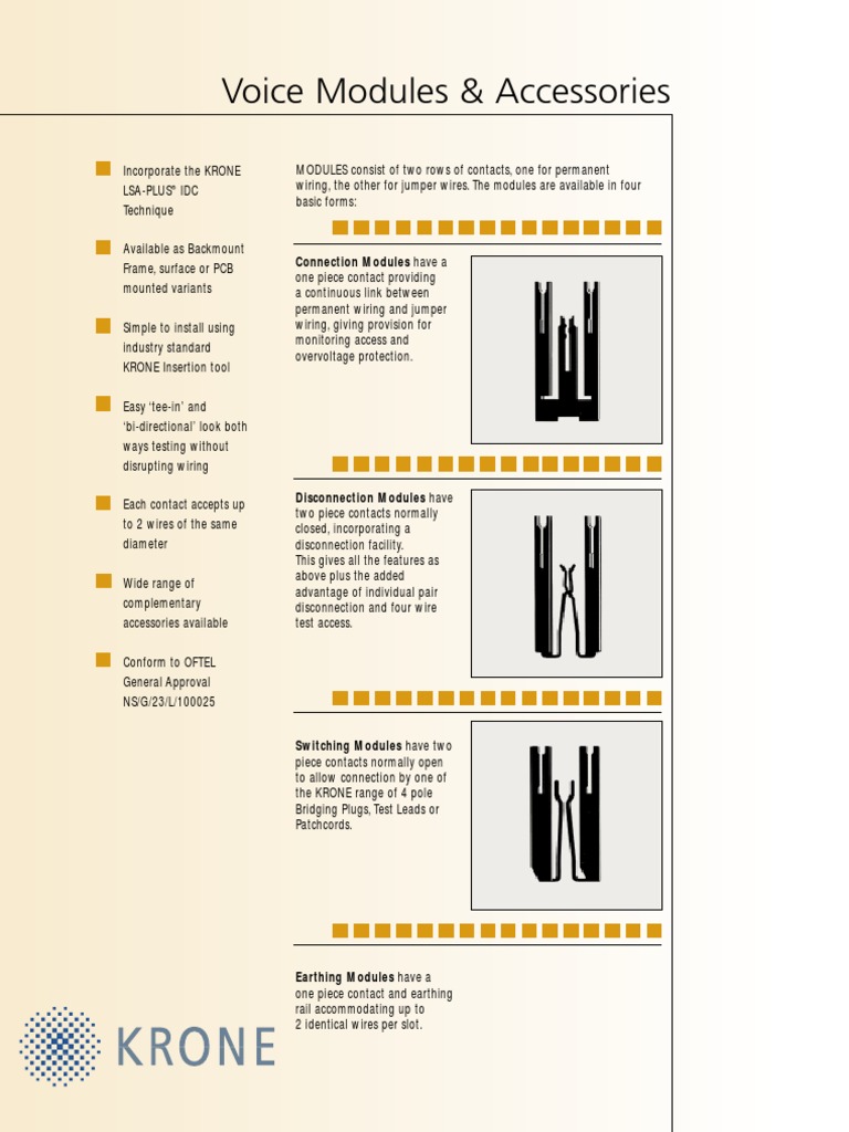 Krone Modules | PDF | Electrical Connector | Electronic Engineering