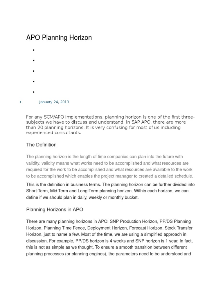 APO Planning Horizon | PDF | Business | Computing And Information ...