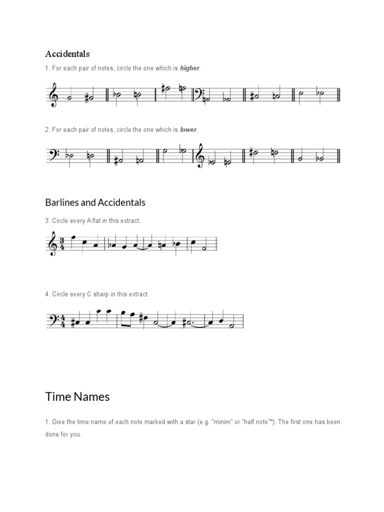 Gr. 1 Music Theory Activities To Print | PDF | Language Arts ...