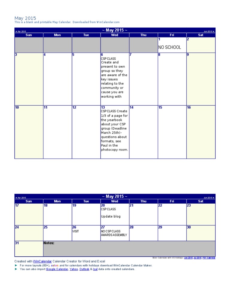 May 2015 Calendar | PDF | Internet Search | World Wide Web