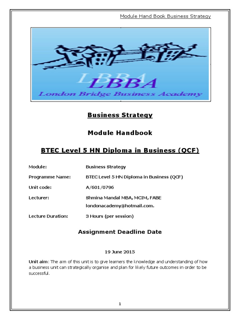 Business Strategy Module Handbook | PDF | Strategic Management ...