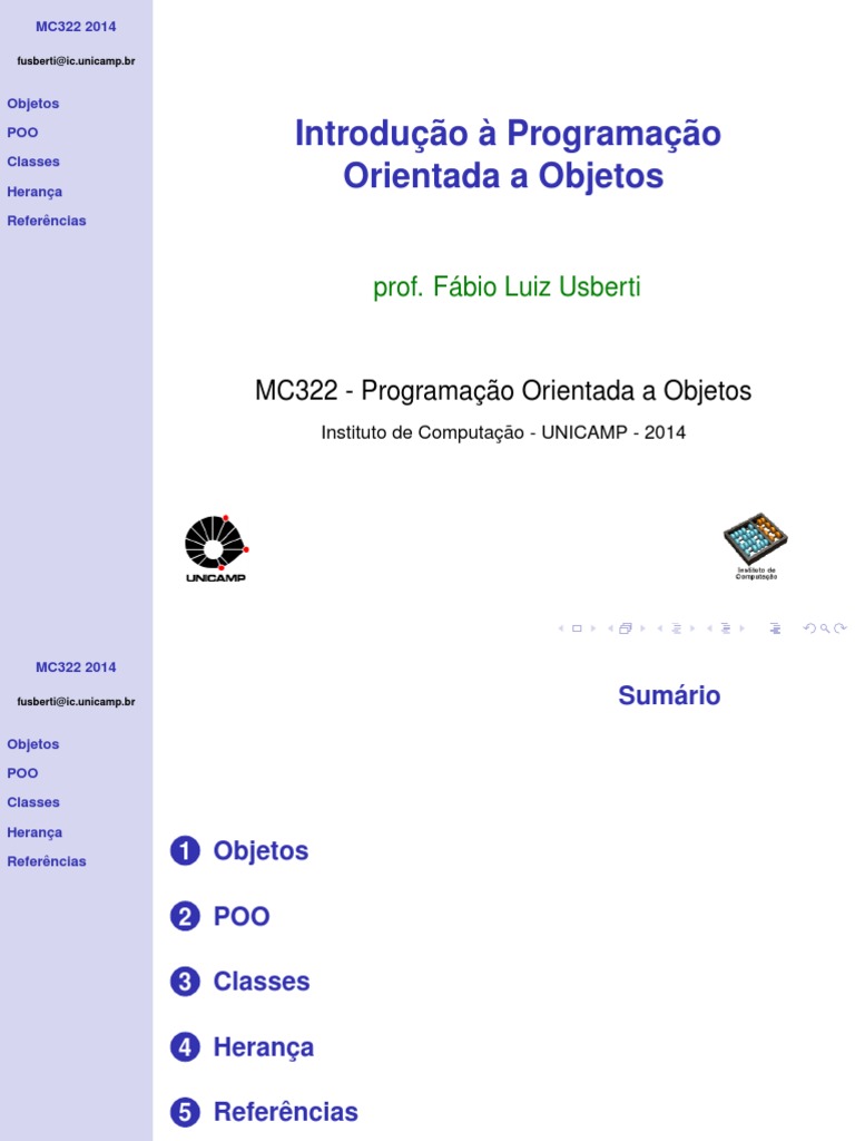 Mc322 Aula1 Introducao Poo | PDF | Classe (programação de computadores ...