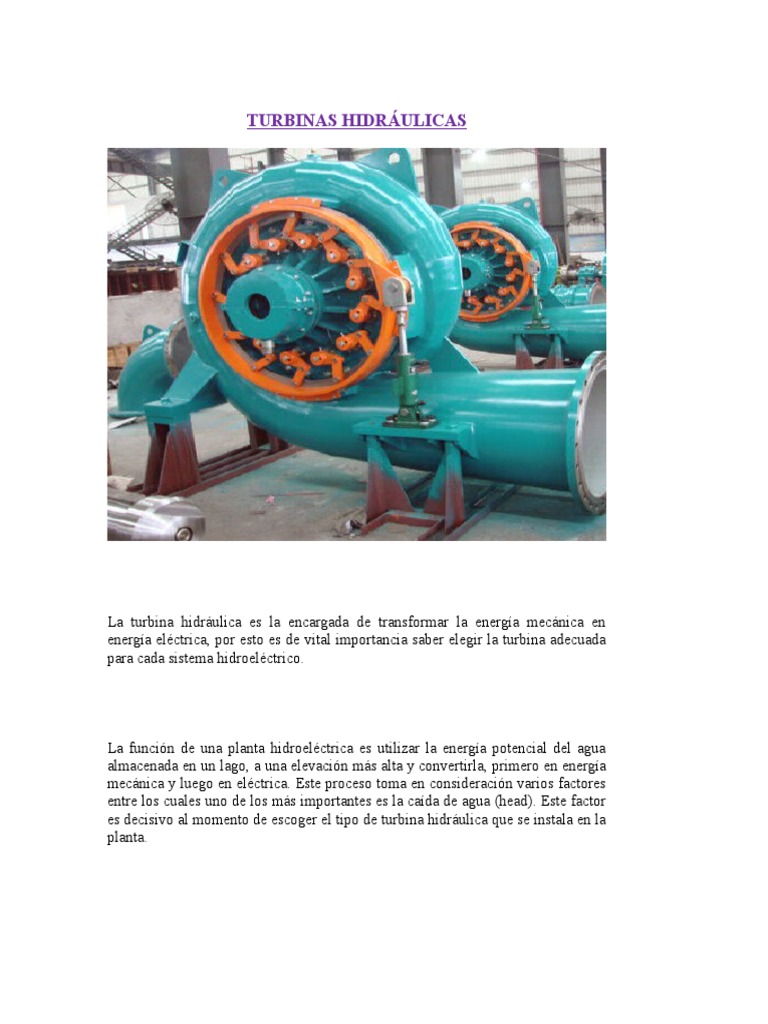 Clasificacion De Las Turbinas HidrÁulicas Turbina Maquinas
