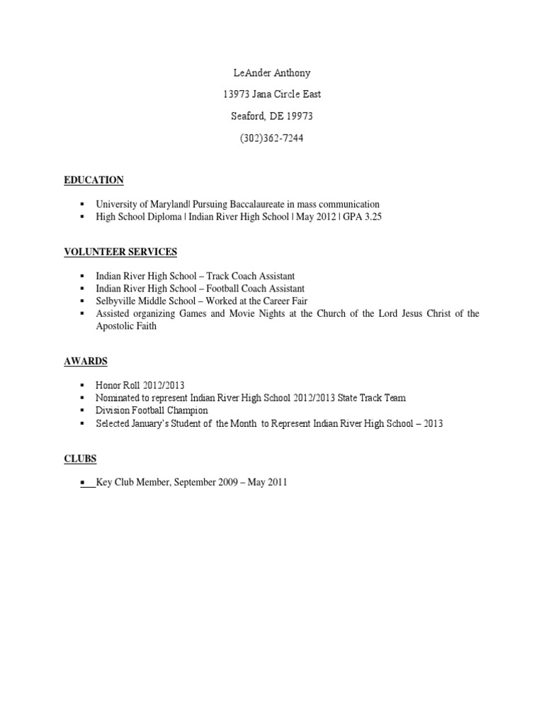 Leander Anthony Resume | PDF | Social Science | Wellness