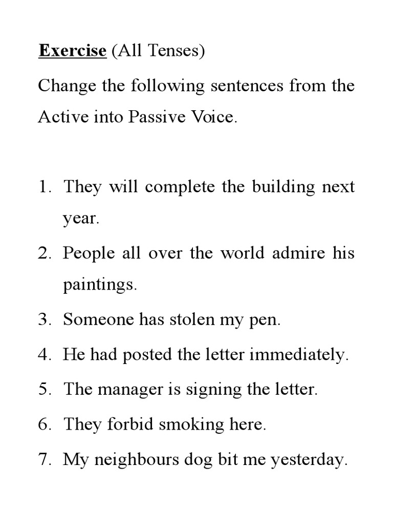 Passive Voice Exercises: Comprehensive Practice Converting Sentences ...