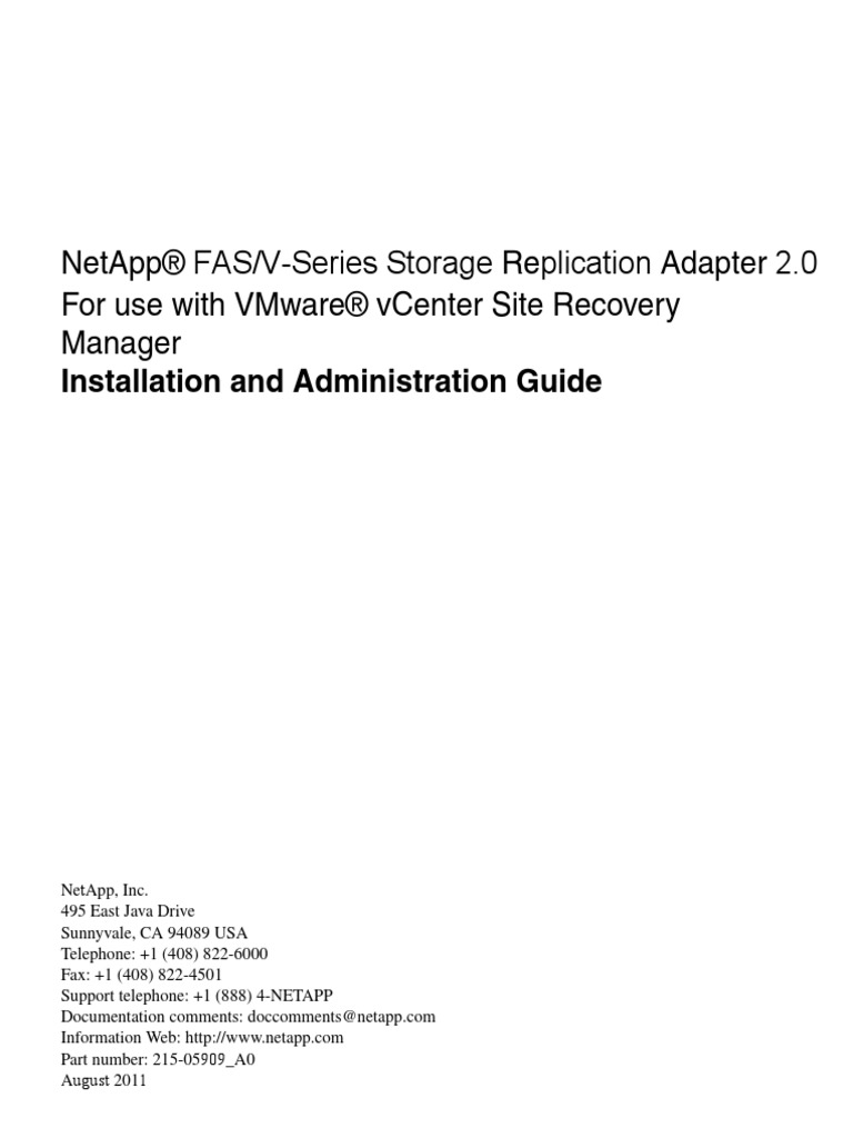 NetApp SRA Administration Guide | PDF | Replication (Computing) | Computer Data Storage