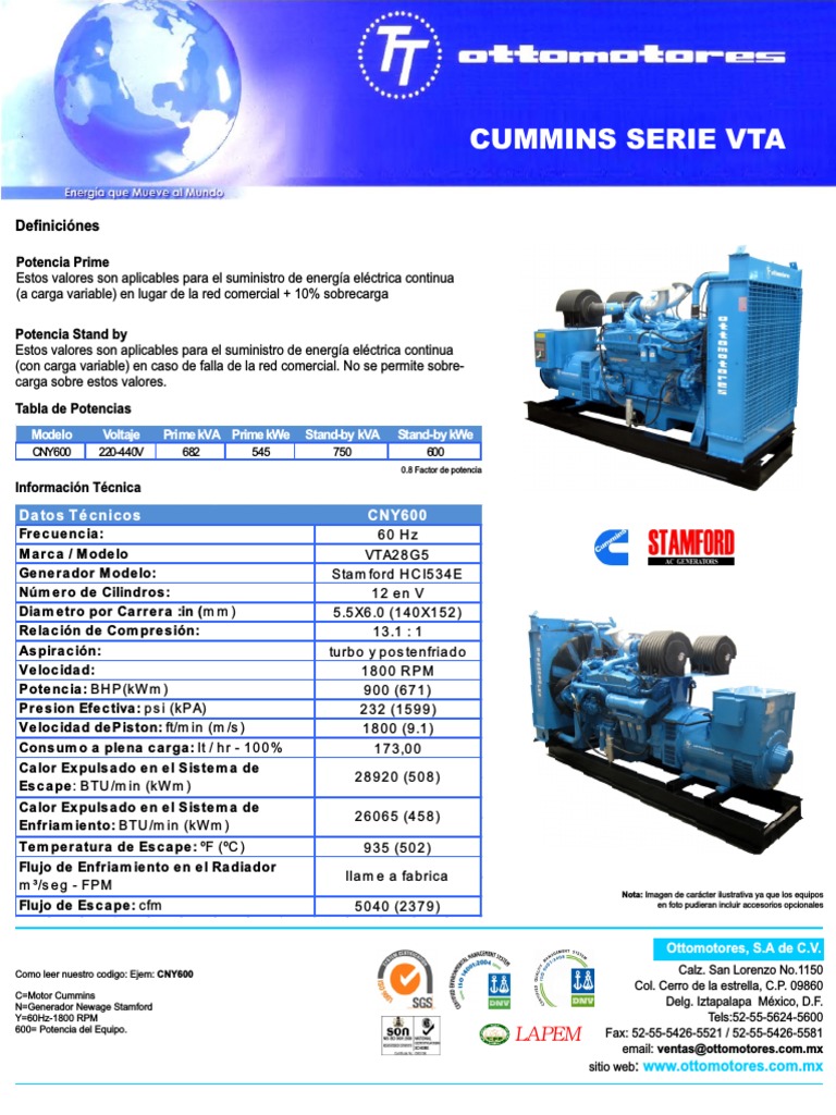 600 KW | PDF | Motores | Motor diesel