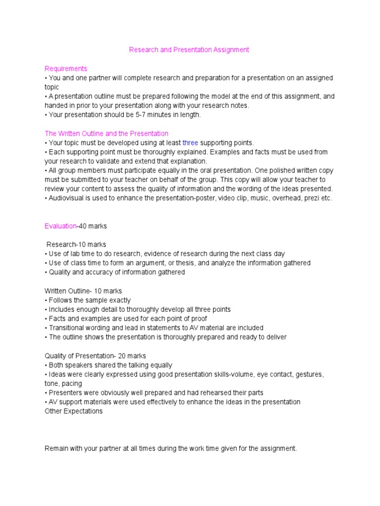 Research and Presentation Assignment Requirements: Three | PDF | Pet | Hero