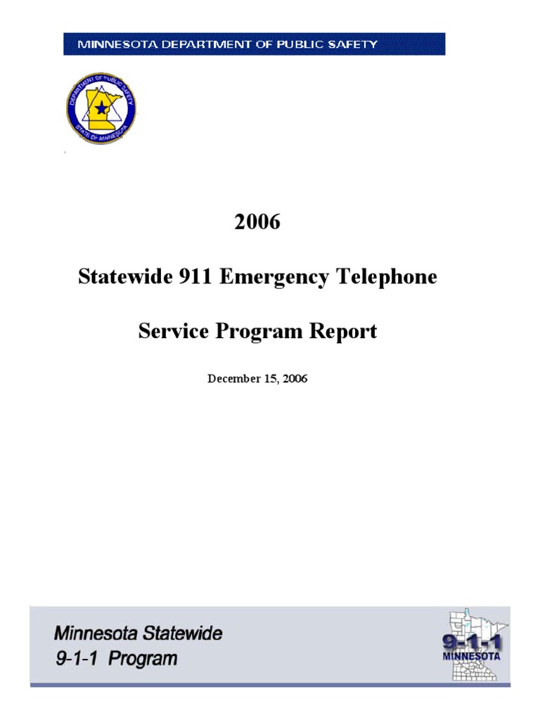 Minnesota 911 Service Program Report 2006 | PDF | 9 1 1 | Voice Over Ip