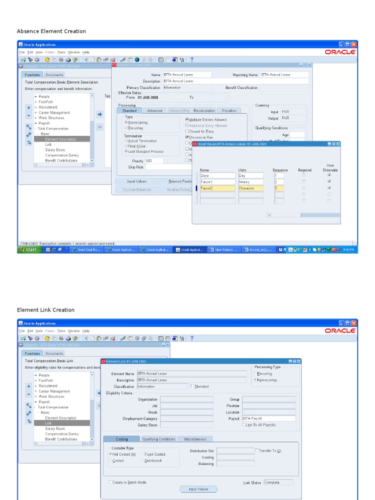 Oracle HRMS Absence Management Opening Balance Loading Document | PDF