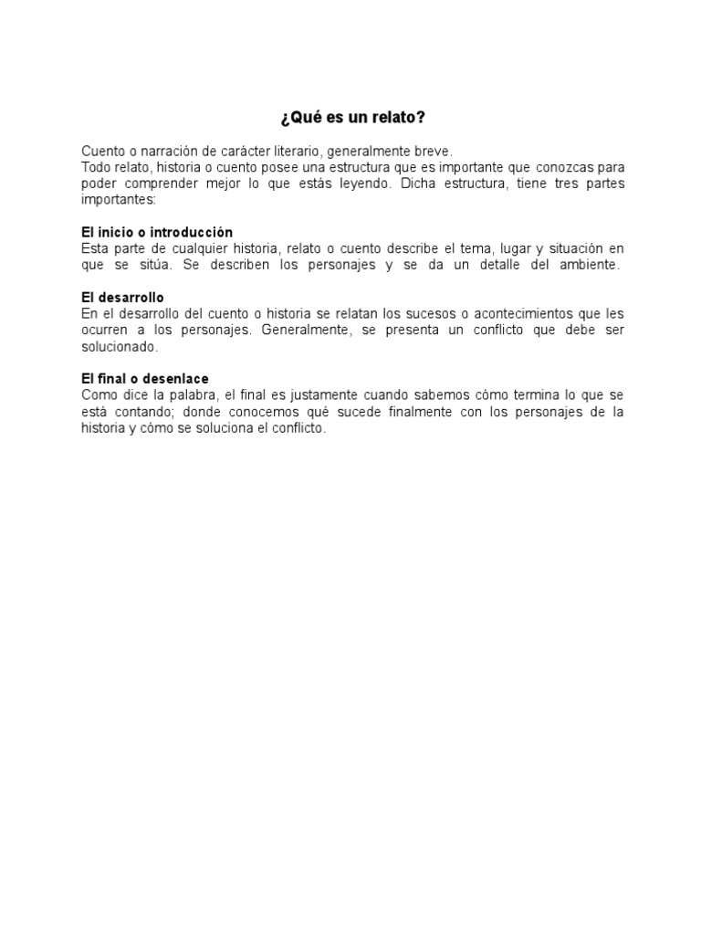 Qué Es Un Relato | PDF | Cuentos | Fábula