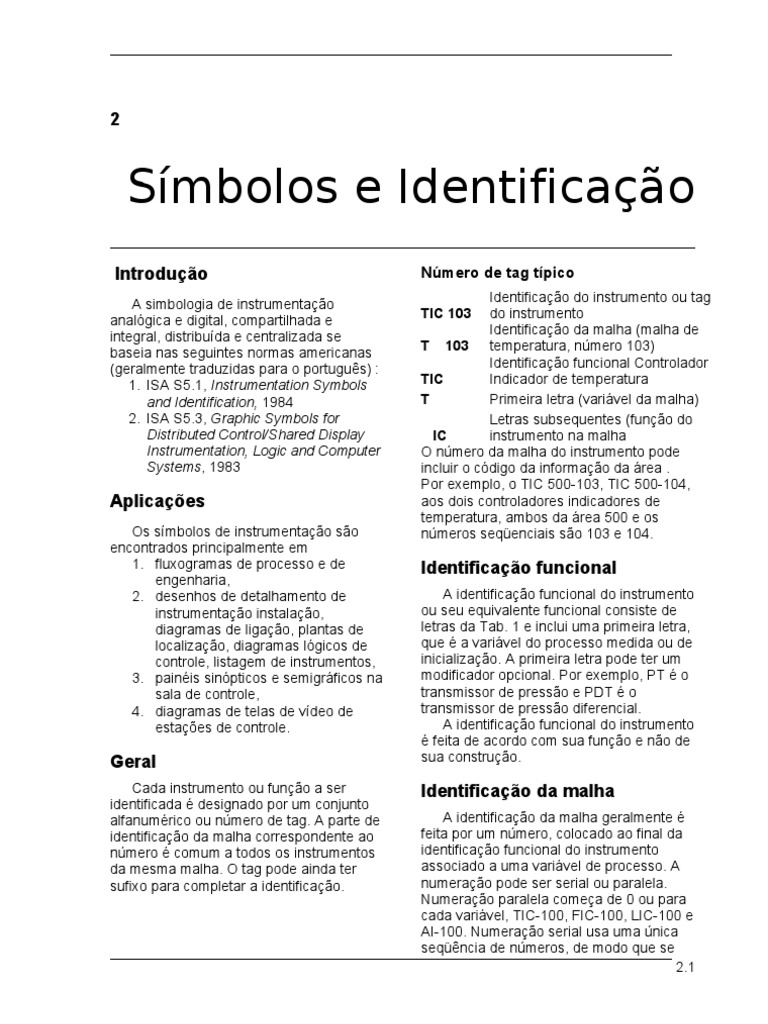 Simbologia Instrumentação | PDF | Engenharia Mecânica | Física