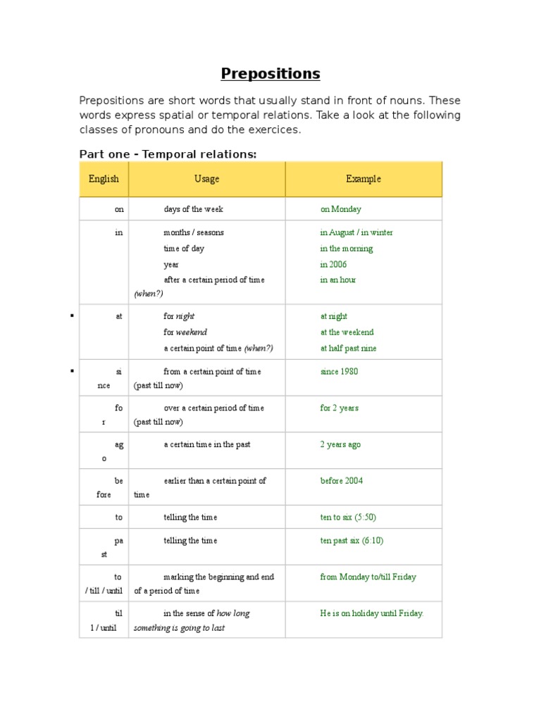 Prepositions Sec 1 | Download Free PDF | Preposition And Postposition ...