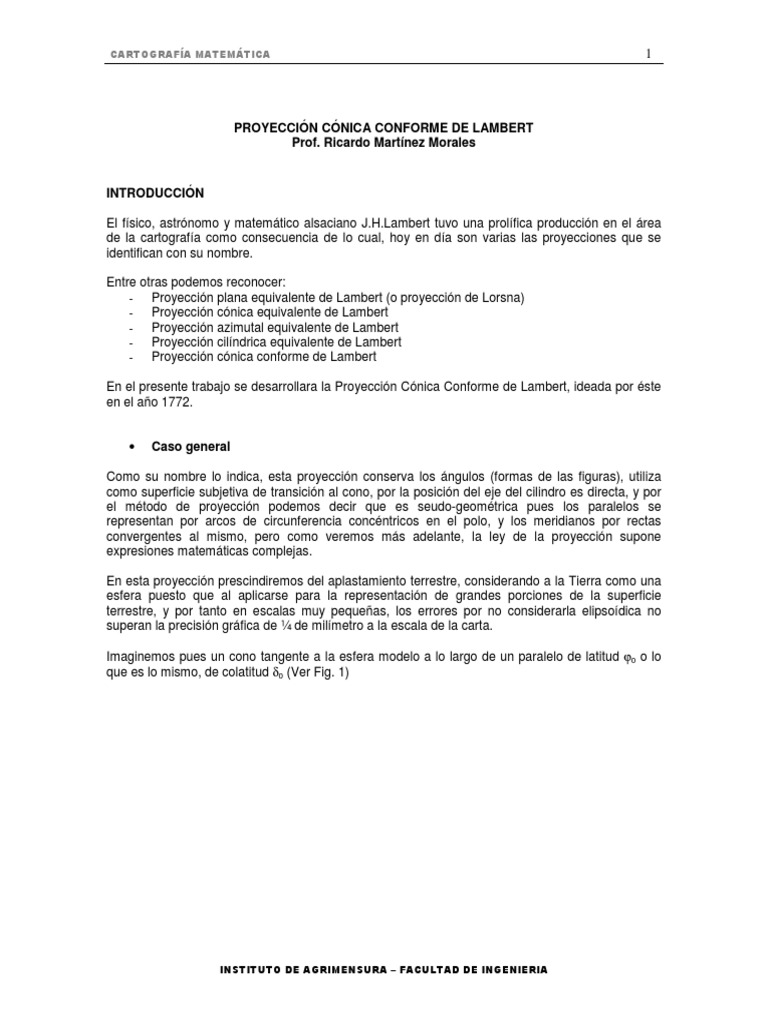 Conica Conforme de Lambert | PDF | Geometría diferencial | Ecuaciones