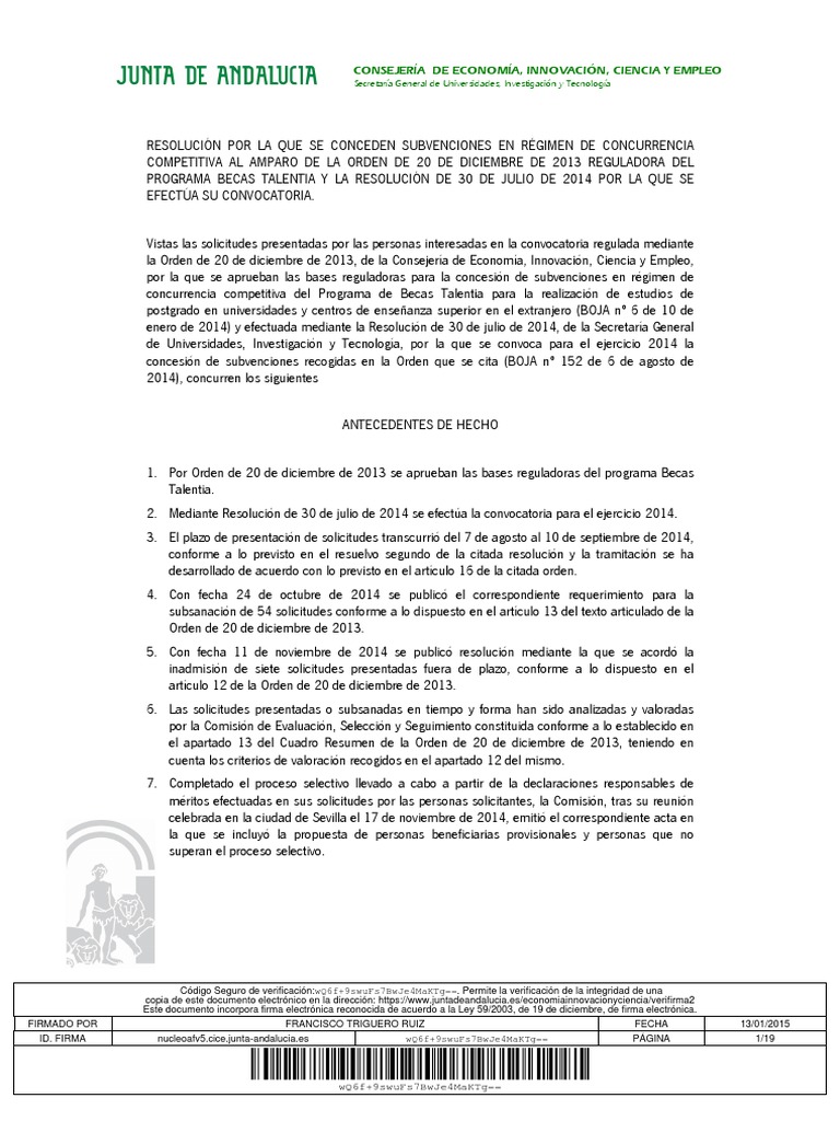 Resolucion Talentia 2014 | PDF | Derecho laboral | Business