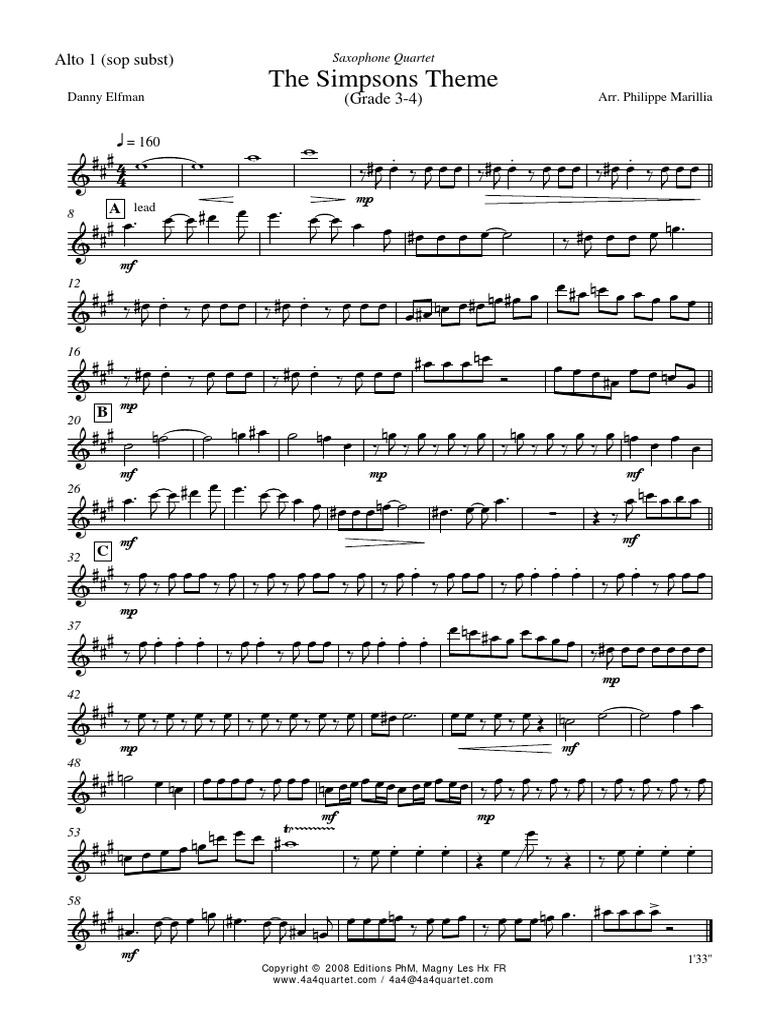 The Simpsons Theme: Alto 1 (Sop Subst) (Grade 3-4) | PDF