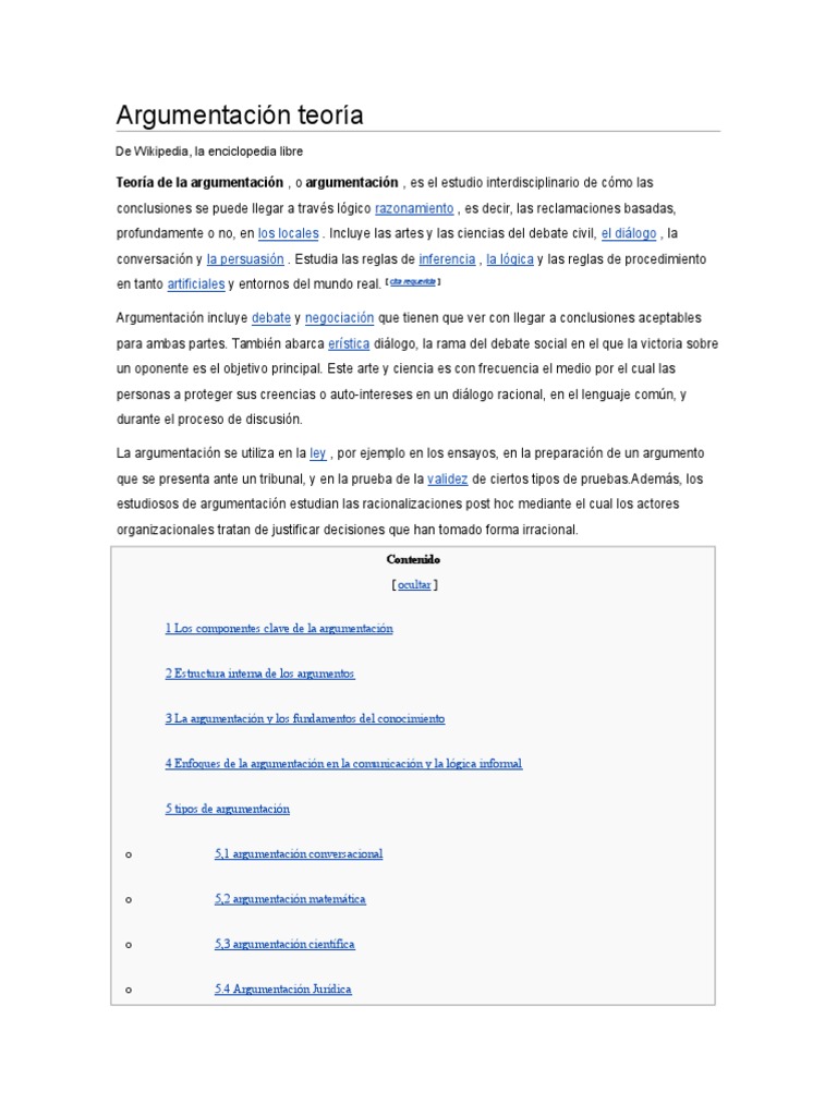 Argumentación Teoría | PDF | Teoría de la argumentación | Argumento