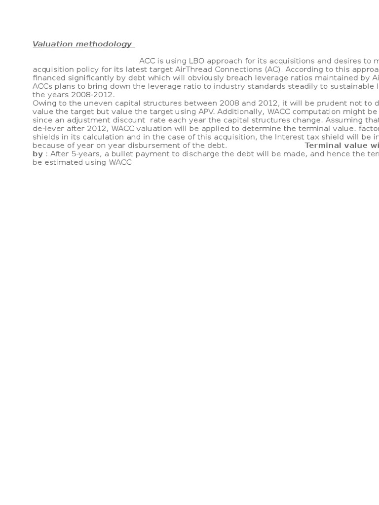 Airthread Connections Case Work Sheet | PDF | Cost Of Capital ...