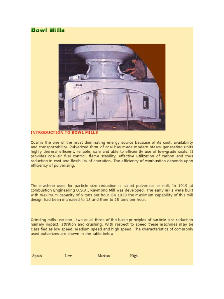 Introduction To Bowl Mills | PDF | Mechanical Engineering | Industries