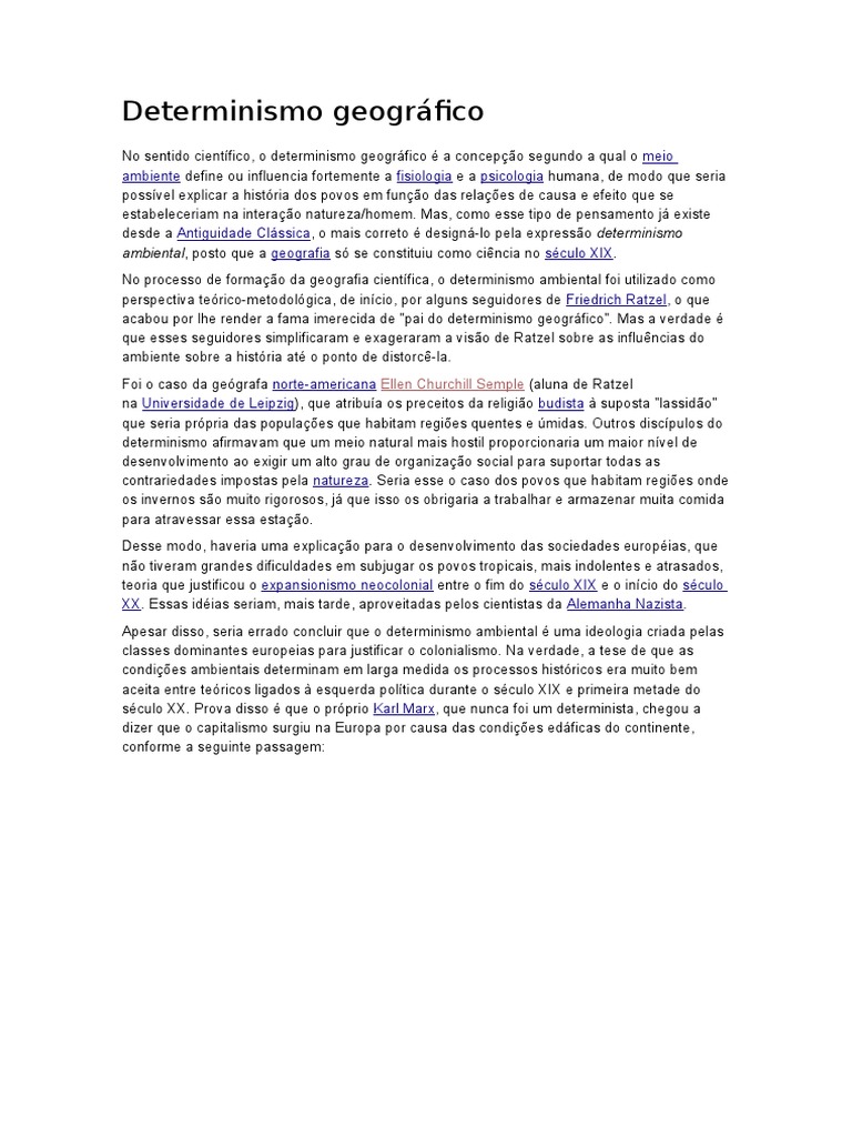 Entendendo o Determinismo Geográfico | PDF | Teorias sociológicas | Science