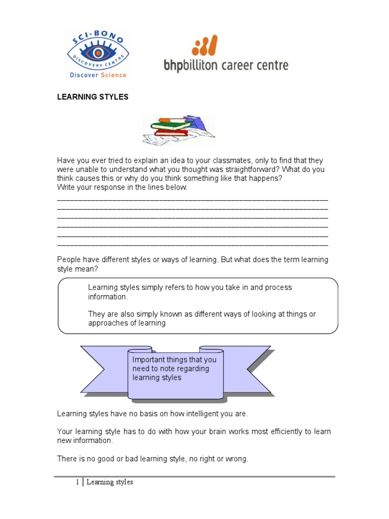 Learning Styles Worksheet | Download Free PDF | Learning Styles | Test ...