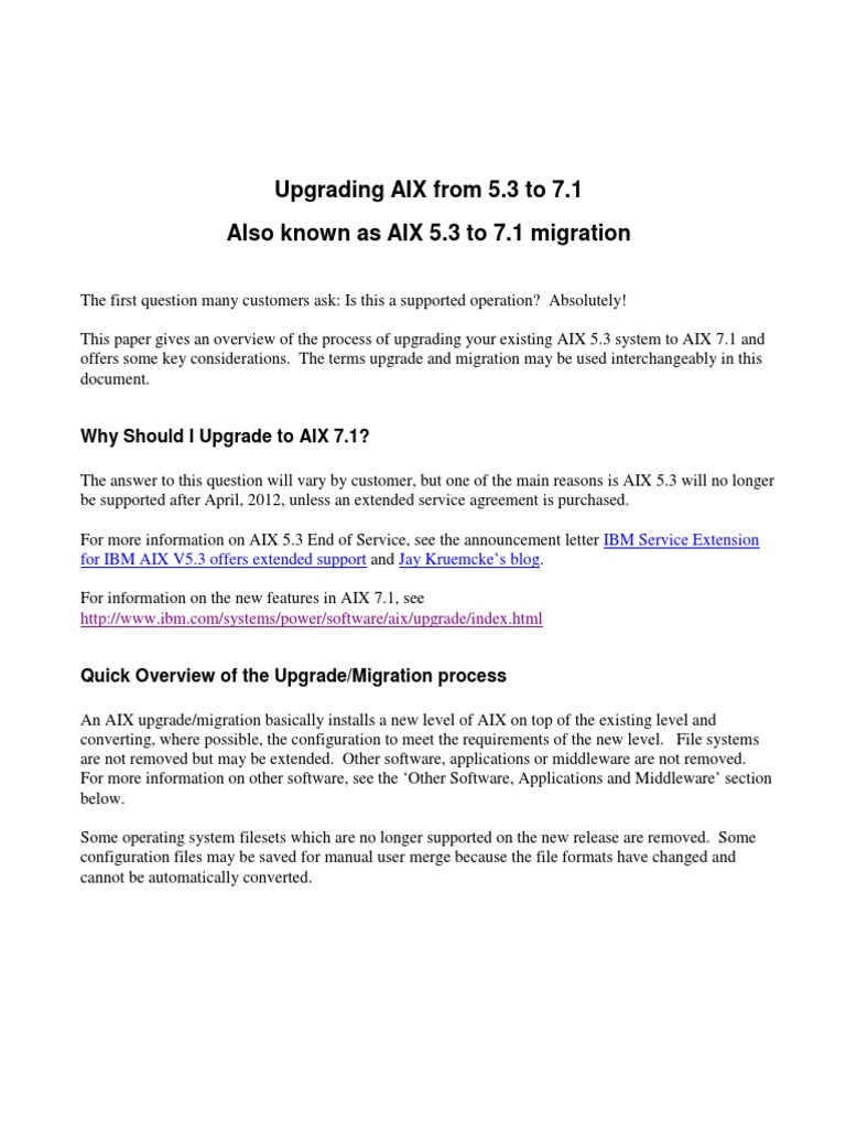 Upgrading AIX From 53 To 71 | PDF | File System | Computer File