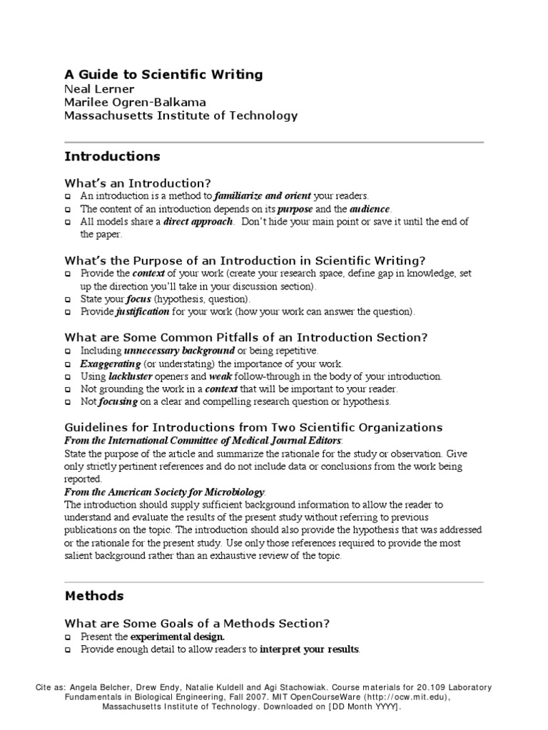 Guide To Writing Scientific Papers | PDF | Massachusetts Institute Of ...