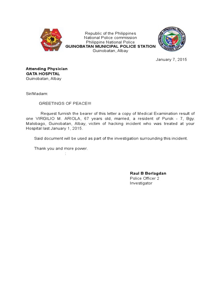 Request For Medical Examination Result | PDF | Emergency Services | Law ...