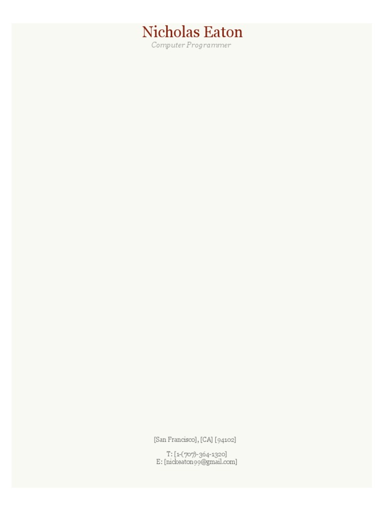 Nicholas Eaton's Programmer Resume | PDF | Computers
