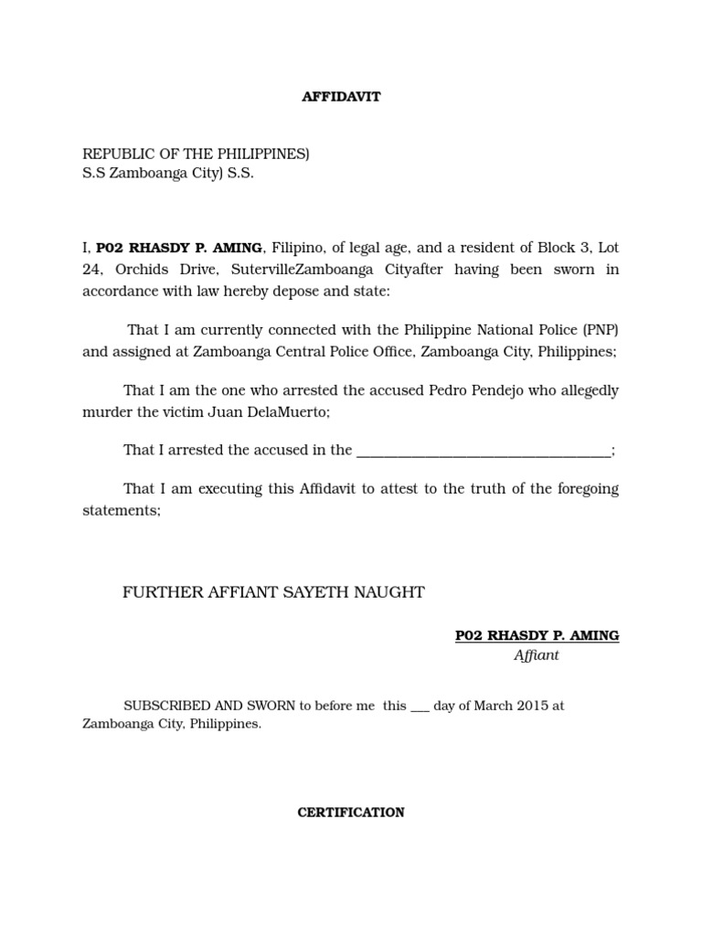 Affidavit of Arresting Officer | Affidavit | Evidence | Free 30-day Trial | Scribd