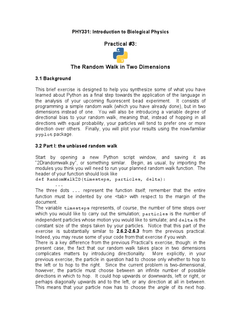 PHY 331 Practical 3 - The Random Walk in Two Dimensions | PDF ...