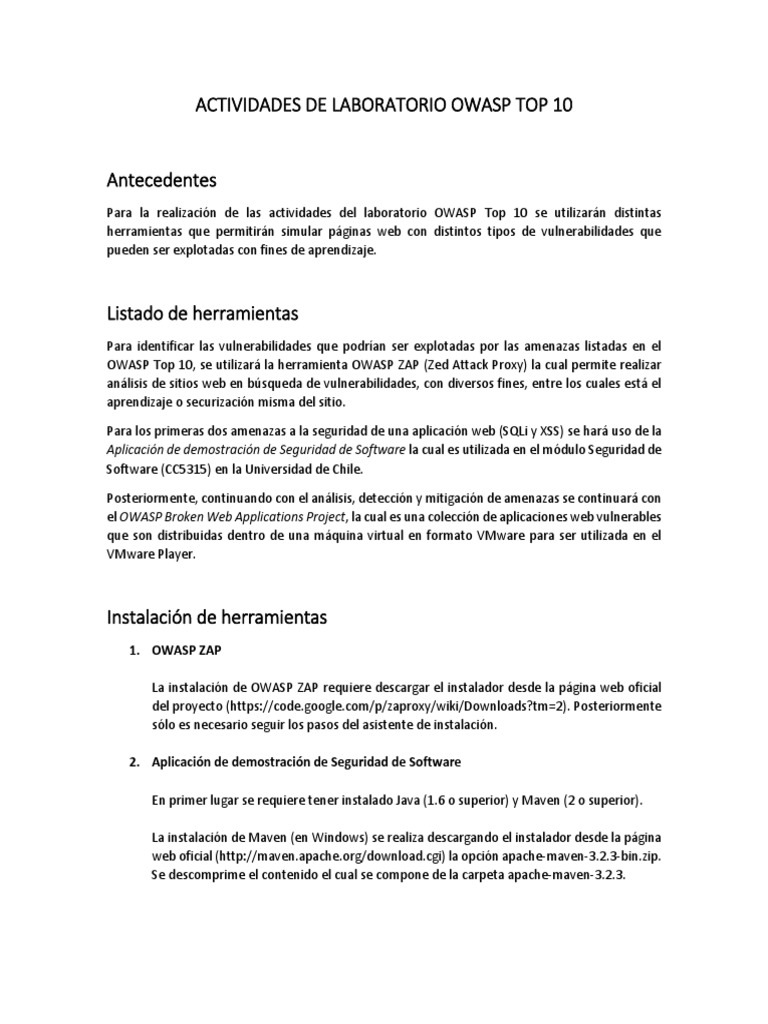 Actividades de Laboratorio OWASP Top 10 | Descargar gratis PDF | Cookie HTTP | Servidor web