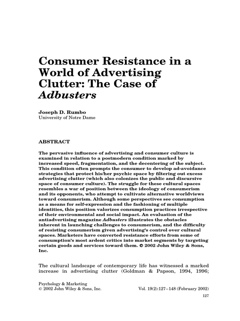 Consumer Resistance to Ad Clutter | PDF | Consumerism | Situationist ...