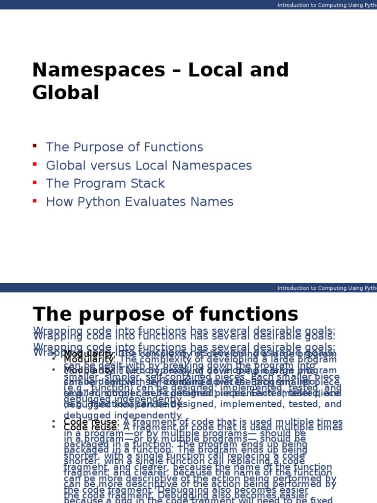 Namespaces - Local and Global | PDF | Scope (Computer Science) | Namespace