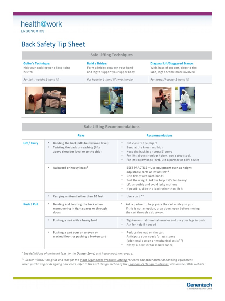 Back Safety Tip Sheet: Safe Lifting Techniques | PDF | Cart | Elevator