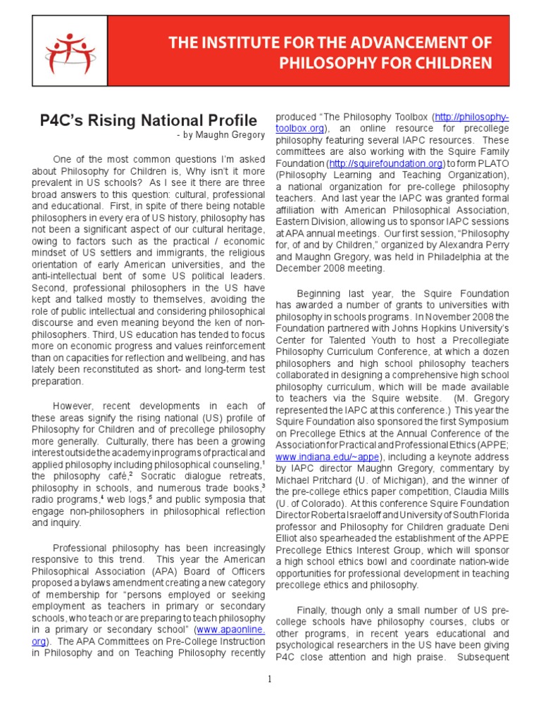 P4Cs Rising National Profile | PDF | Psychology | Academia
