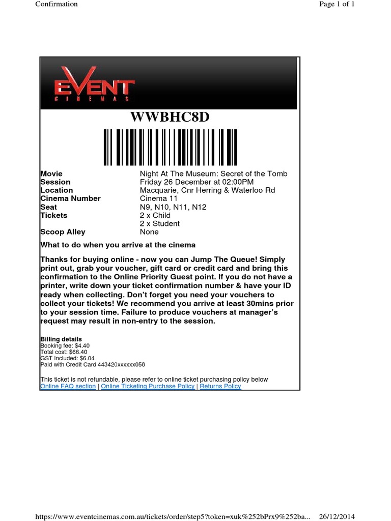 Online Cinema Ticket Confirmation | PDF | Home & Garden