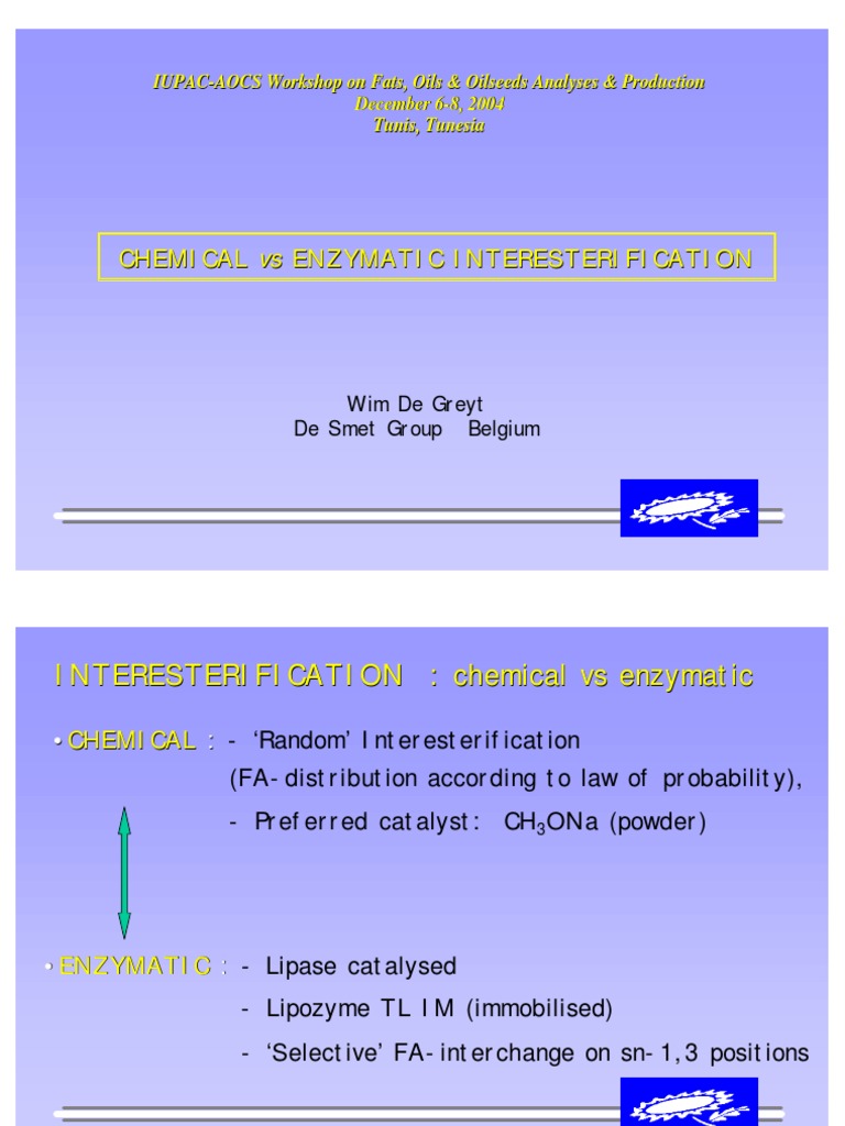 Chemical Enzymatic Interesterification | PDF | Chemical Reactor | Catalysis