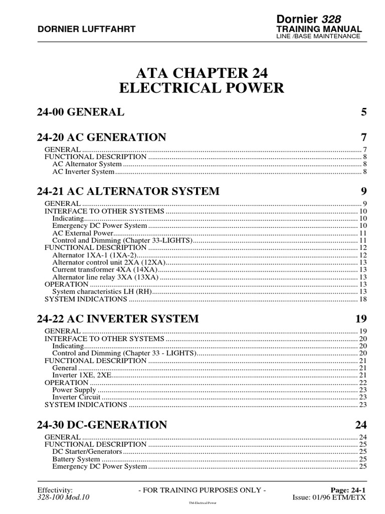 Ata Chapter 24 Electrical Power: 24-00 GENERAL 5 24-20 Ac Generation 7 ...