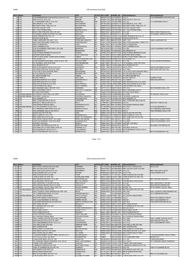 FYE Store Locations Across the U.S. | PDF | Retail Companies | Companies