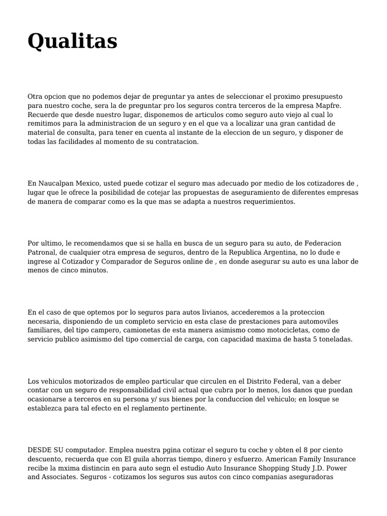 Qualitas | PDF | Seguro | México